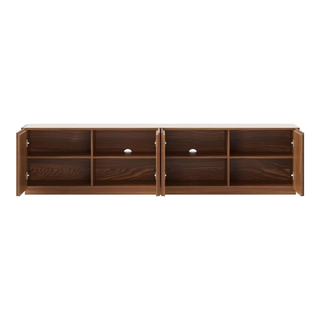 Homary | Aura Ash Wood Slatted Walnut TV Stand with Sintered Stone Top